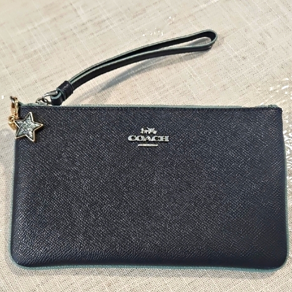 Coach | Bags | Coach Blue Wristlet With Star Charm | Poshmark